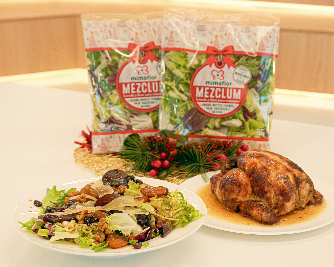 Ensalada Mezclum Navideña: Frutos secos y aliño de queso y miel - Mimaflor
